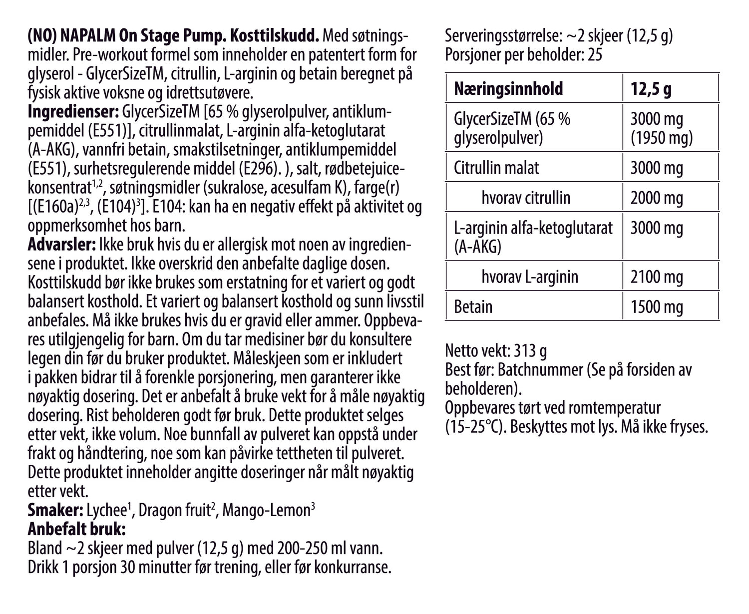 NAPALM® On Stage Pump – FA Nutrition Norge